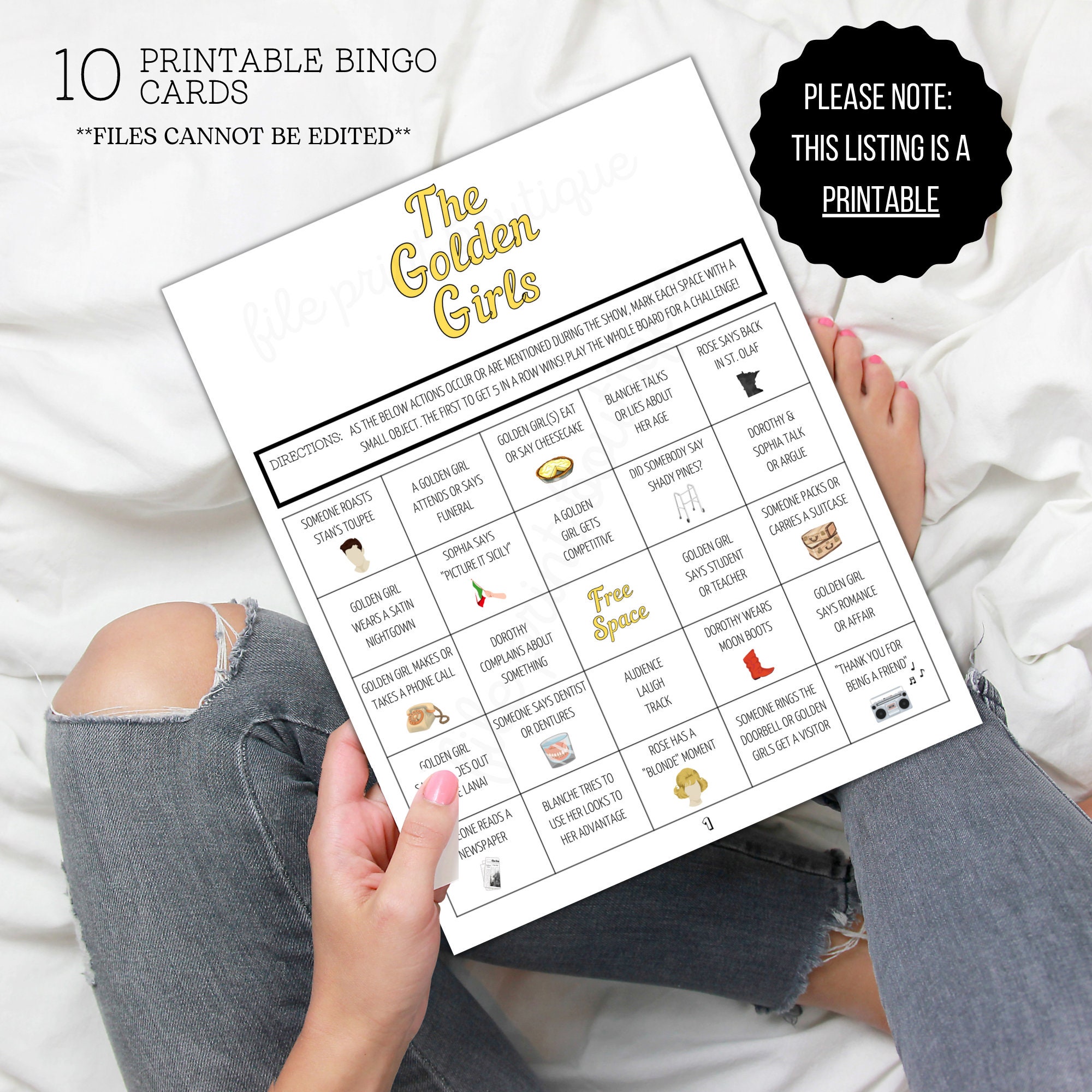 Golden Girls Inspired Printable Bingo, Golden Girls Games, Golden Girls ...
