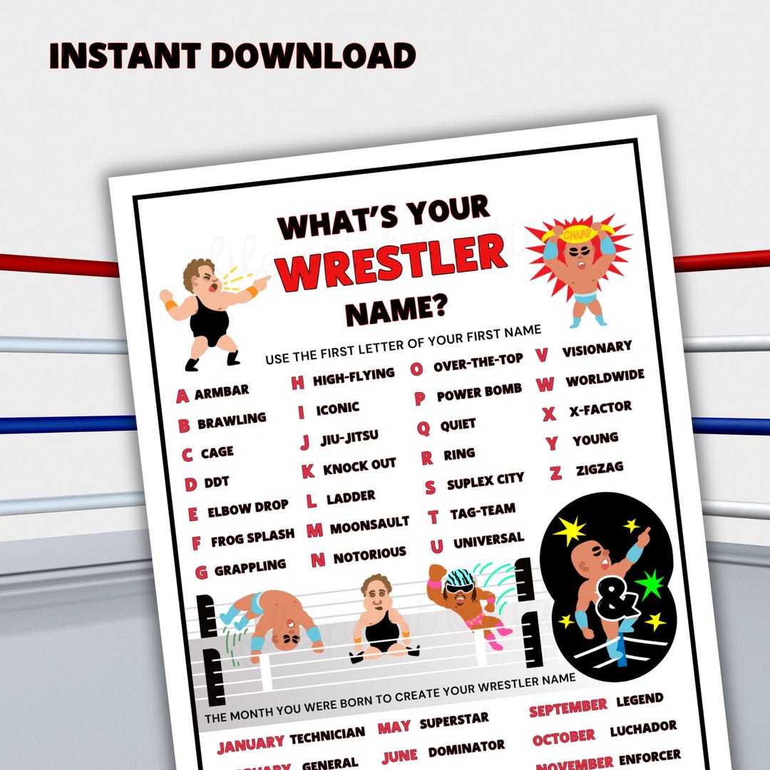 Whats Your Wrestler Name Printable, Wrestler Name Creator, Printable ...