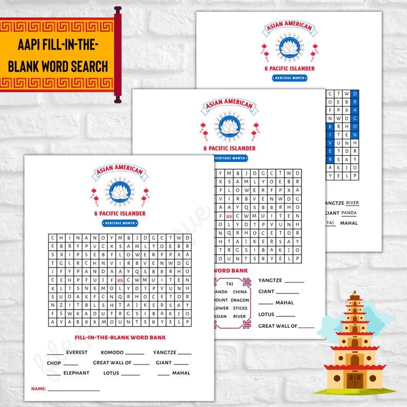 AAPI Heritage Month Printable Activity, AAPI Printable Word Search ...