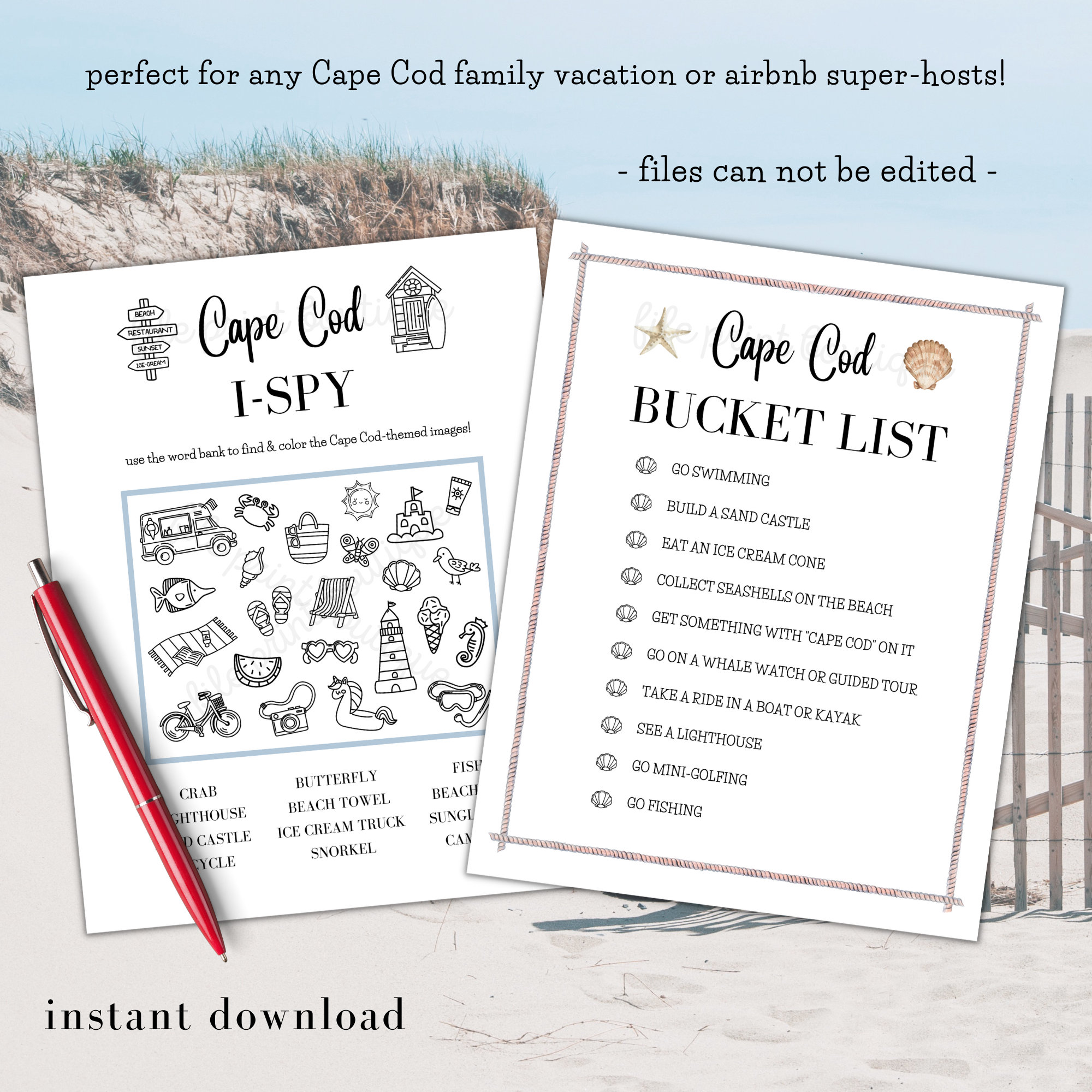 Cape Cod Printable Games, Cape Cod Printable Activities, Airbnb ...