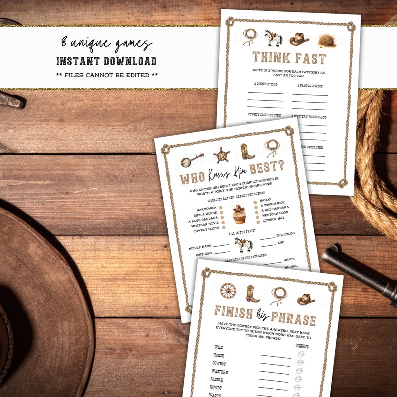 Cowboy Party Games: Printable Activities Bundle (digital Download) - Etsy