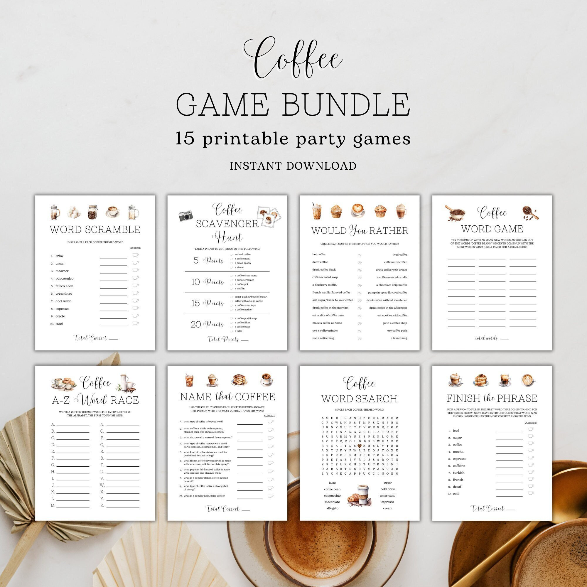 Coffee Games Printable, Coffee Activities, Coffee Shop Games, Coffee ...