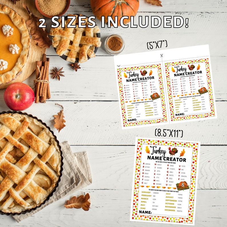 Turkey Name Creator Printable Thanksgiving Name Creator Fun - Etsy