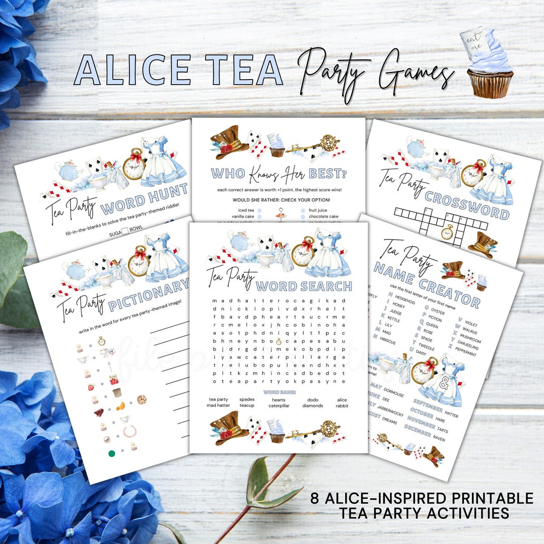 Alice in Wonderland Tea Party Games: Printable Activity Bundle (PDF) - Etsy