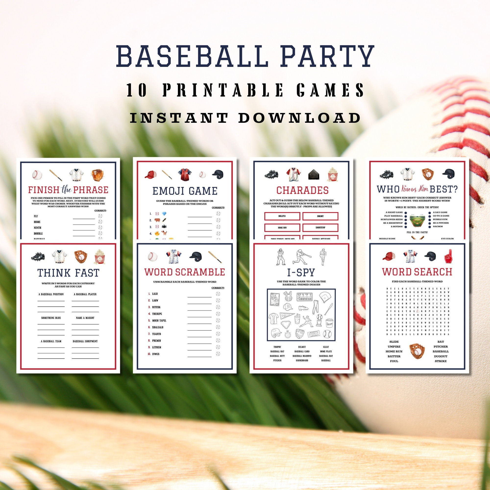 Baseball Party Games, Printable Baseball Games, Baseball Games for Kids ...