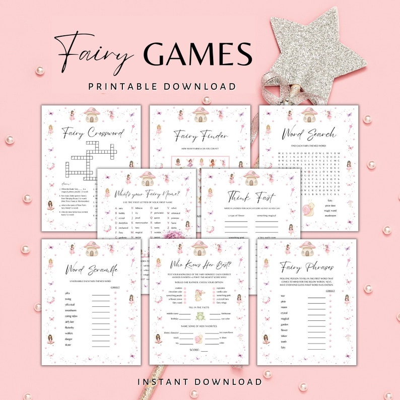 Fairy Party Games Printable: Kids Birthday Activities (digital Download ...