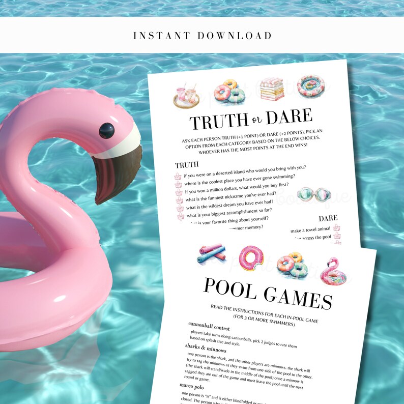 Pool Party Games Printable, Printable Pool Party Games, Pool Party Game ...