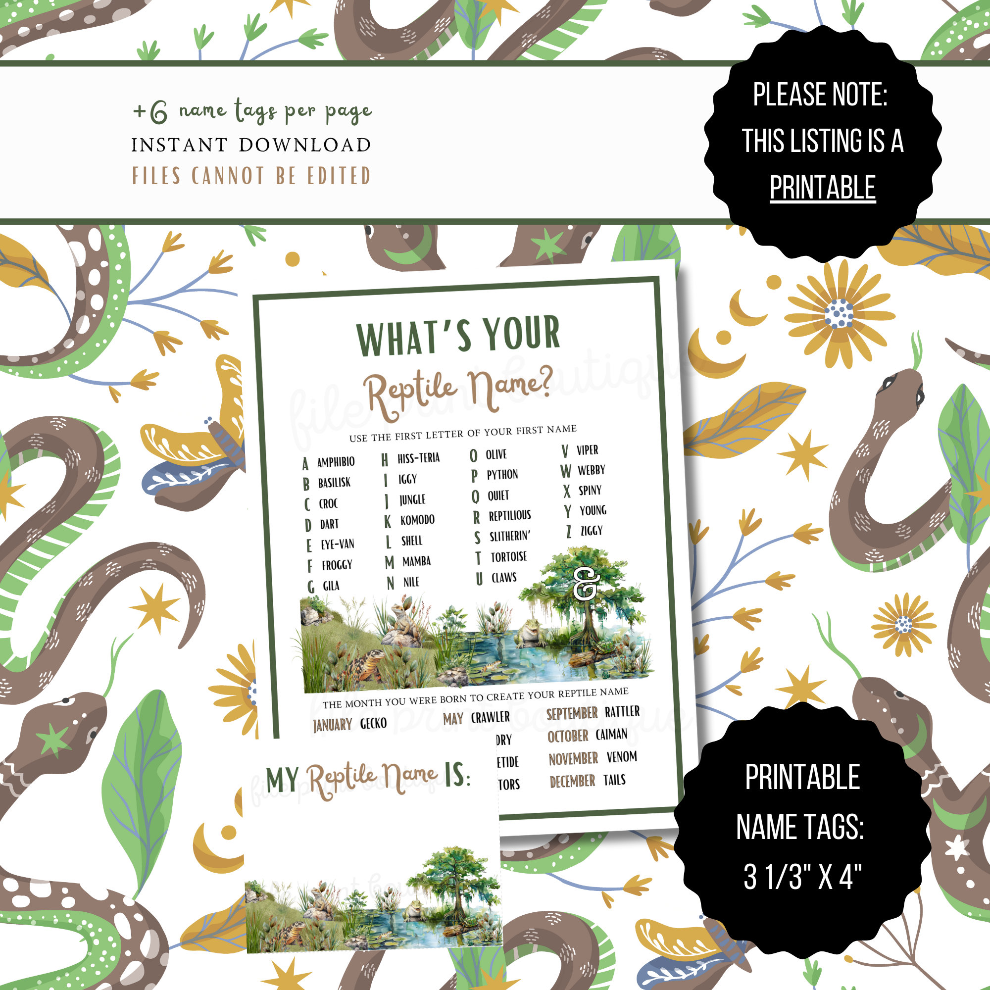 Reptile Party Games: Printable Activity Bundle (digital Download) - Etsy