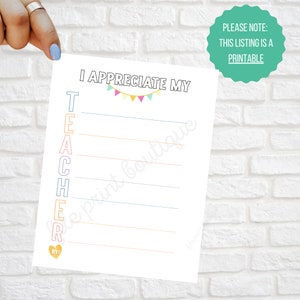 Teacher Appreciation Week Printable, Teacher Acrostic Poem, Teacher ...