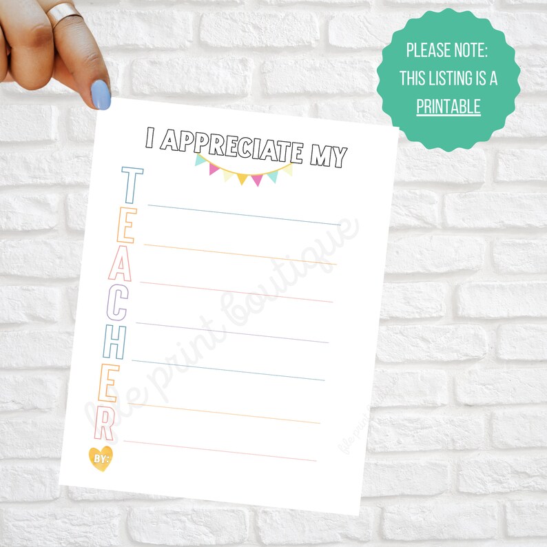 Teacher Appreciation Week Printable, Teacher Acrostic Poem, Teacher ...