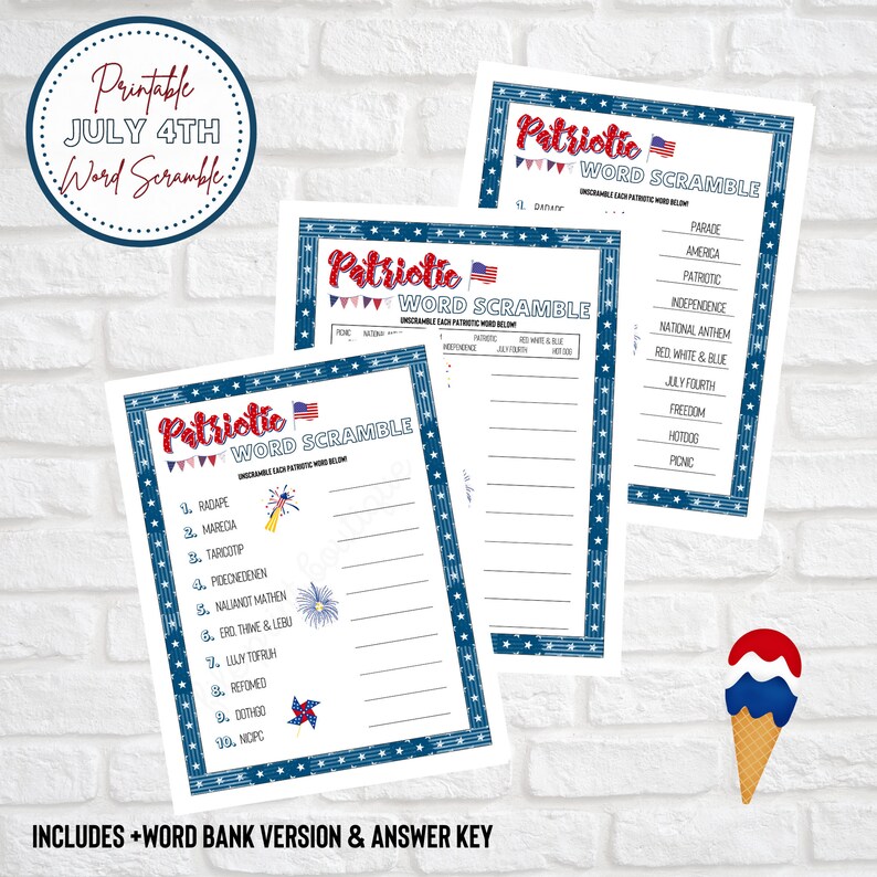 Fourth of July Printable Kid's Activities Patriotic - Etsy