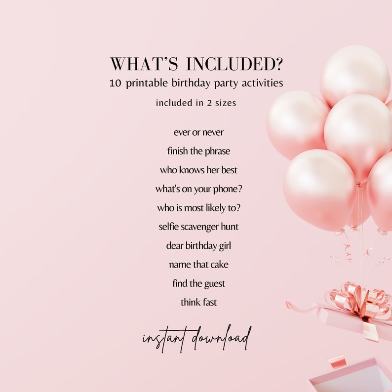 Printable Birthday Party Game Bundle: 10 Fun Activities (digital ...