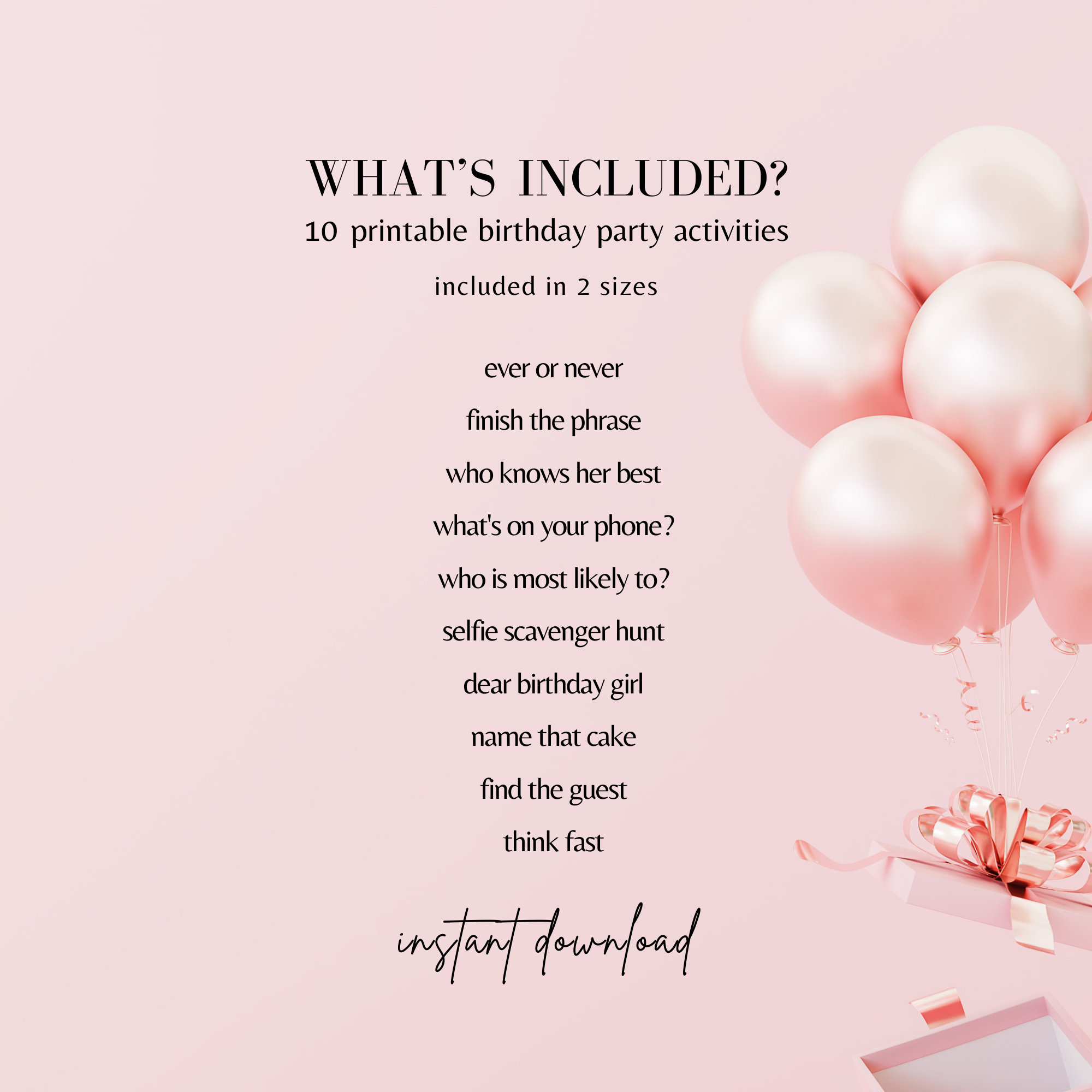Printable Birthday Party Game Bundle: 10 Fun Activities (digital ...