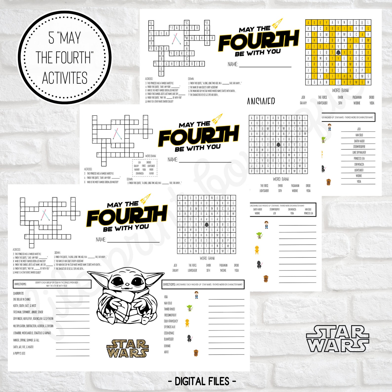 May the 4th Star Wars Printable Kids Activities,star Wars Crossword ...