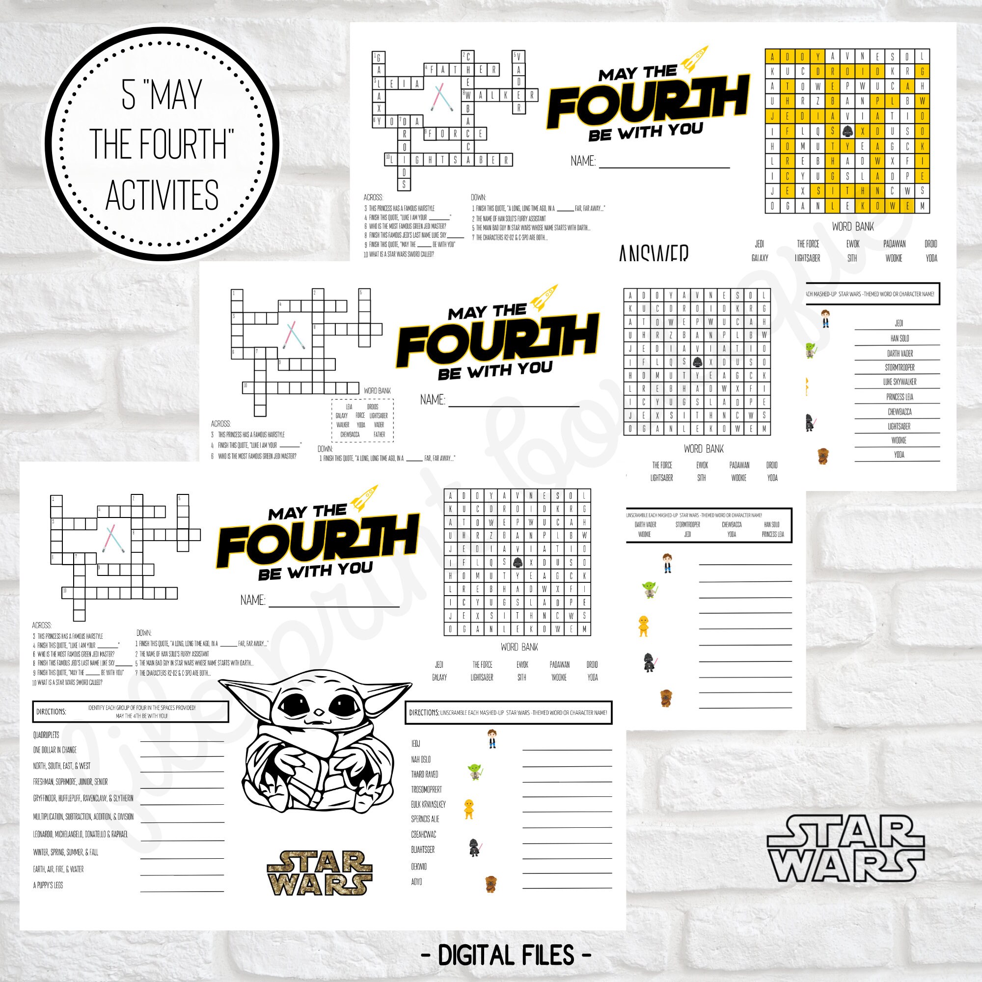 May the 4th Star Wars Printable Kids Activities,star Wars Crossword ...