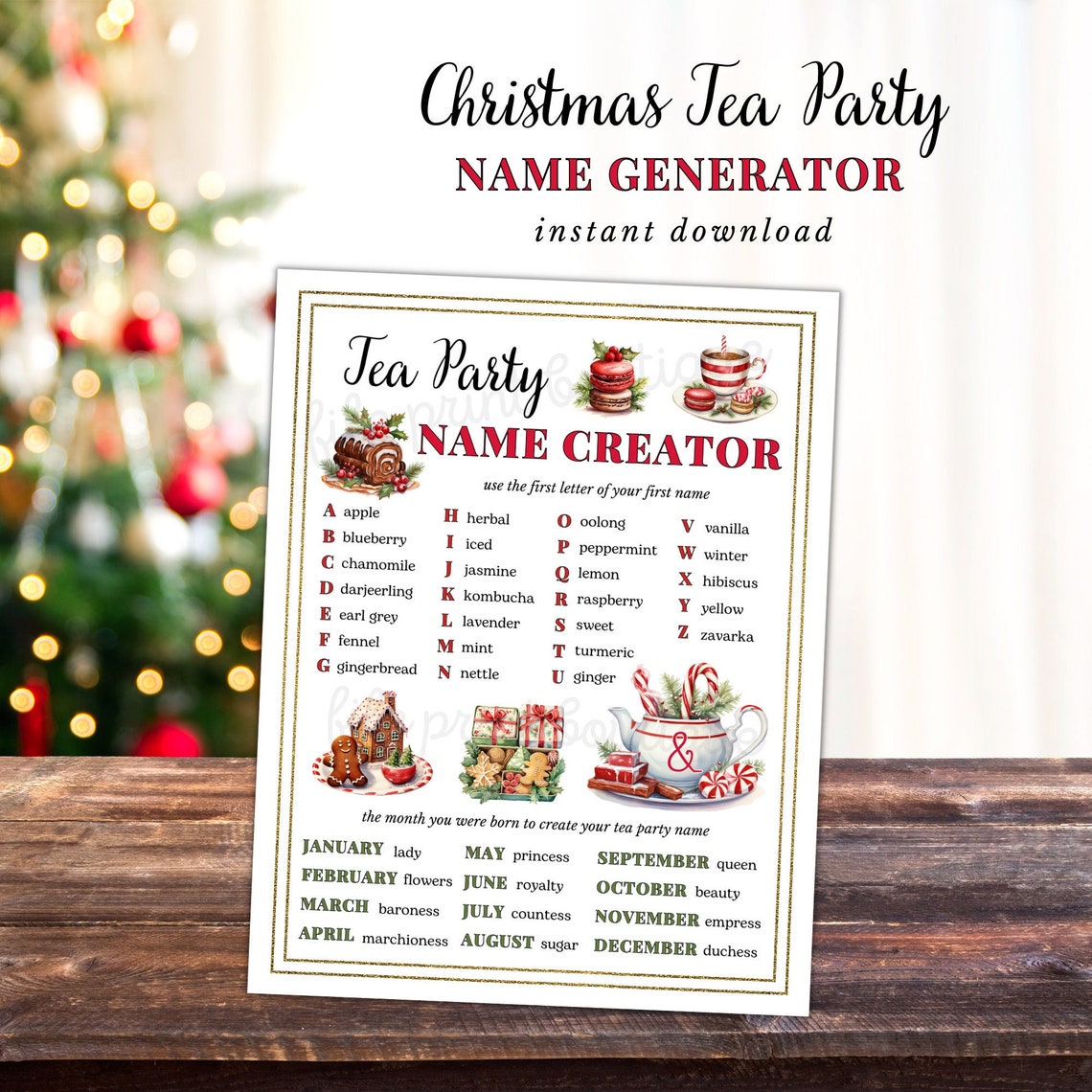 Christmas Tea Party Name Creator, Tea Party Name Creator, Tea Party ...