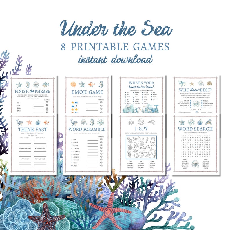 Under the Sea Party Games for Kids Printable, Under the Sea Printable ...