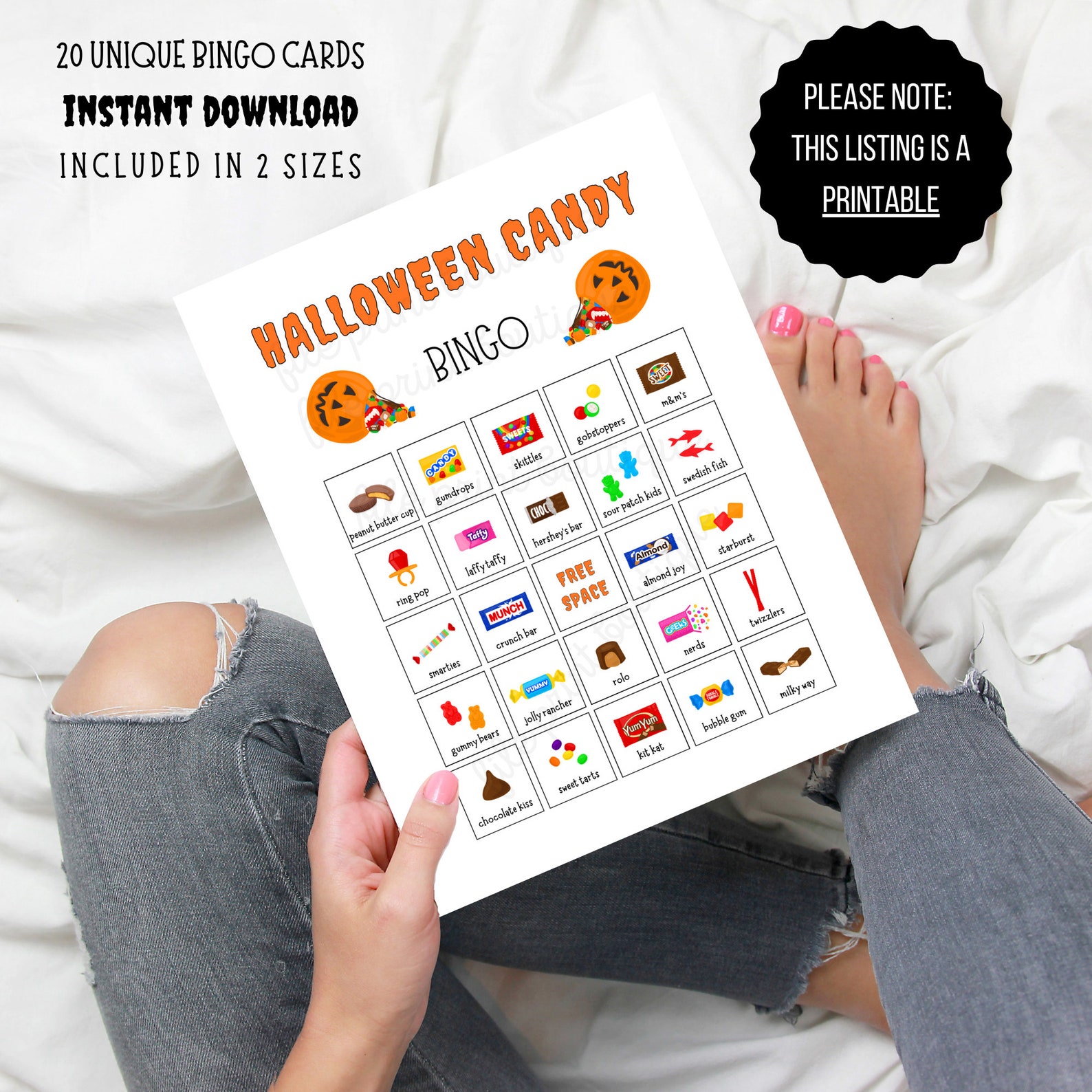 Halloween Candy Bingo Printable, Halloween Printable Bingo, Halloween ...