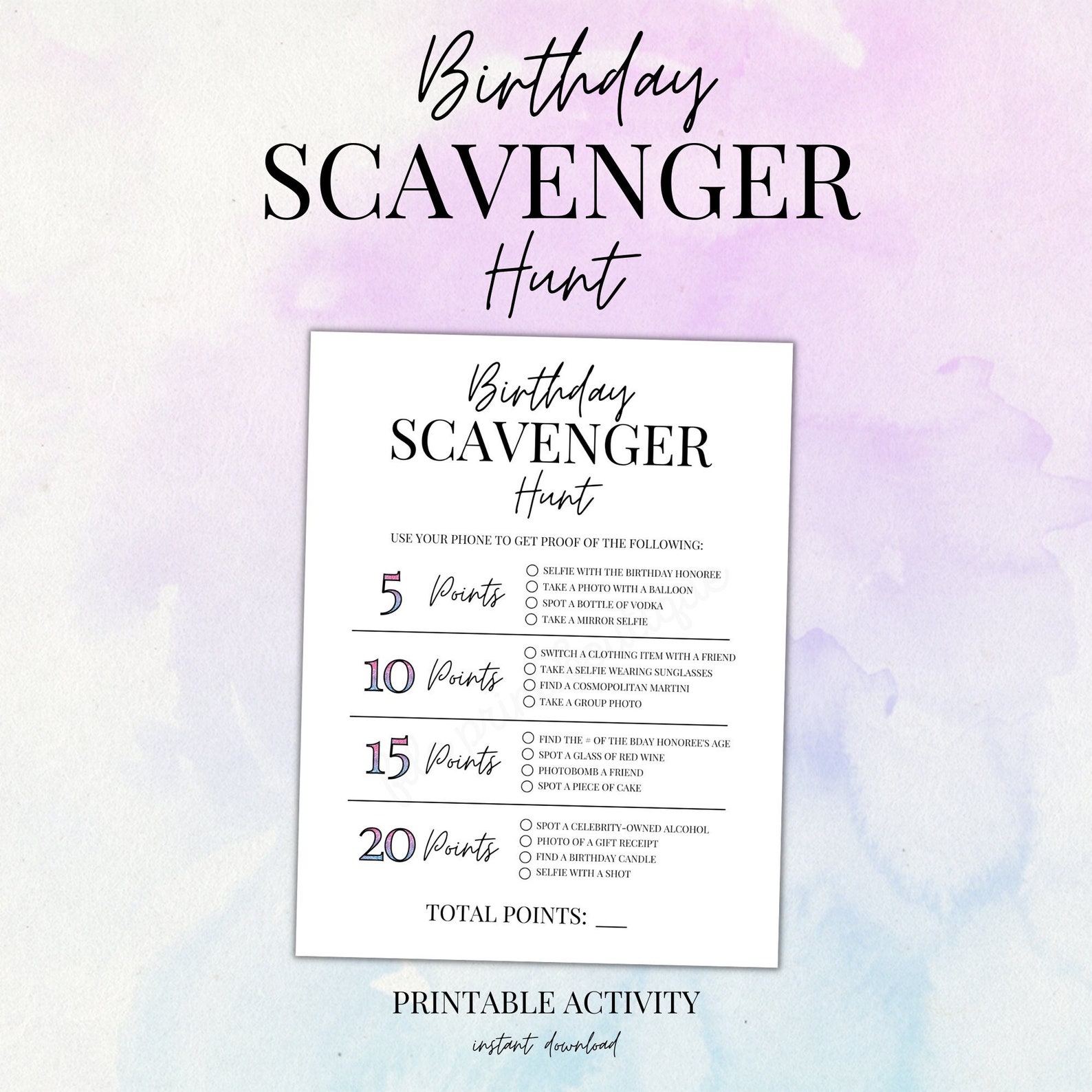 Adult Birthday Scavenger Hunt Printable Birthday Game Adult - Etsy UK