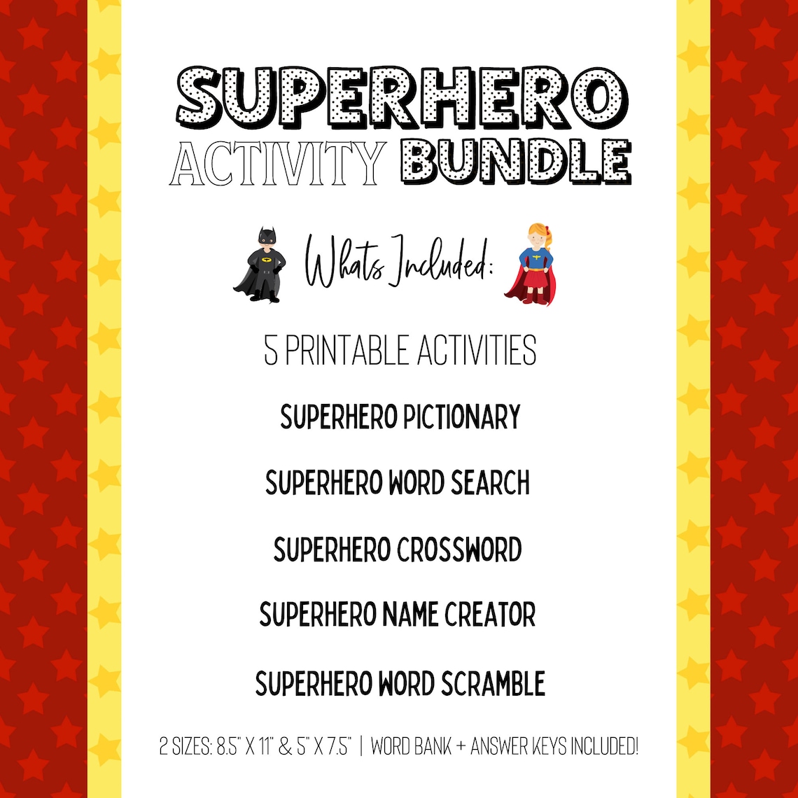 Superhero Printable Kid's Activities, Superhero Crossword, Superhero ...