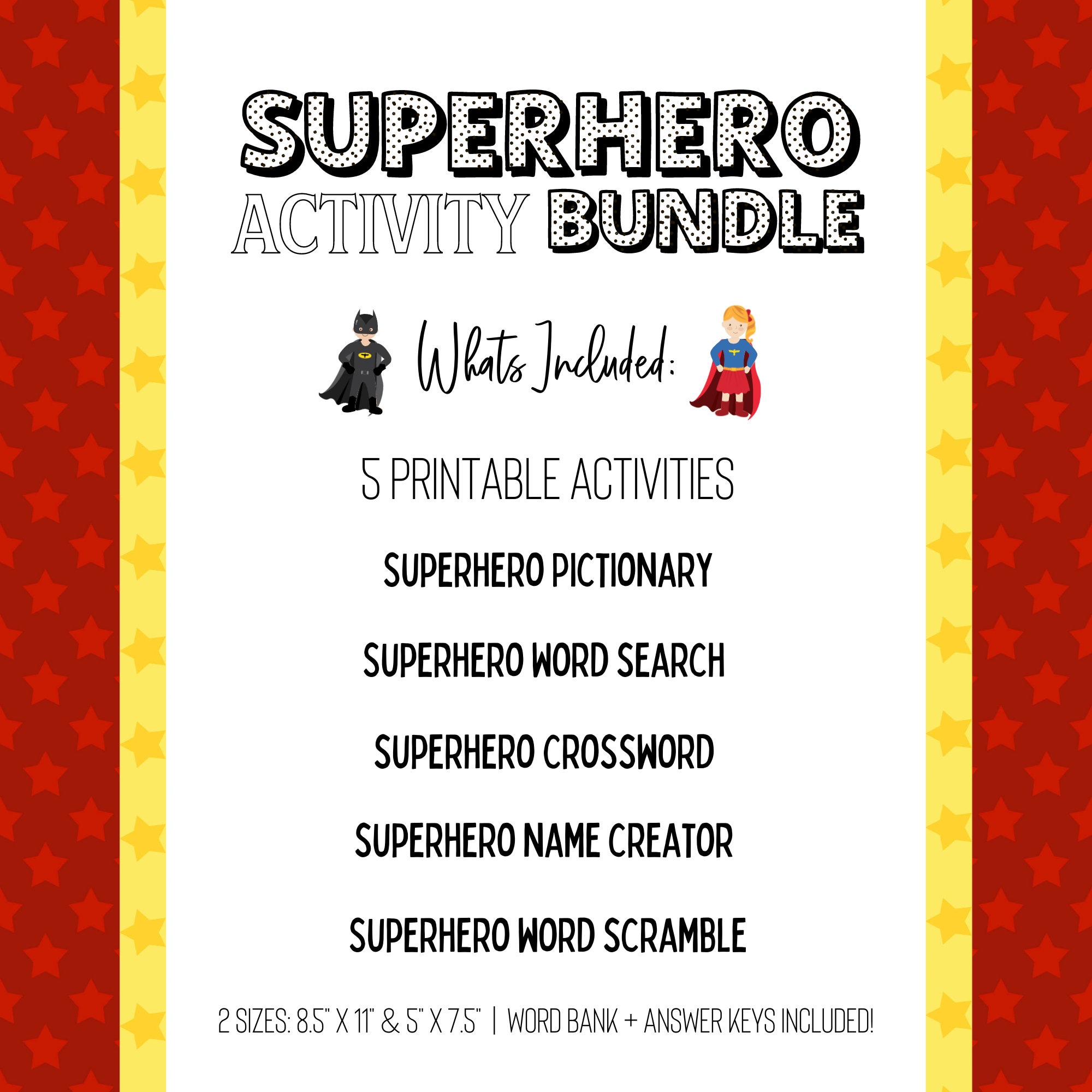 Superhero Printable Kid's Activities, Superhero Crossword, Superhero ...