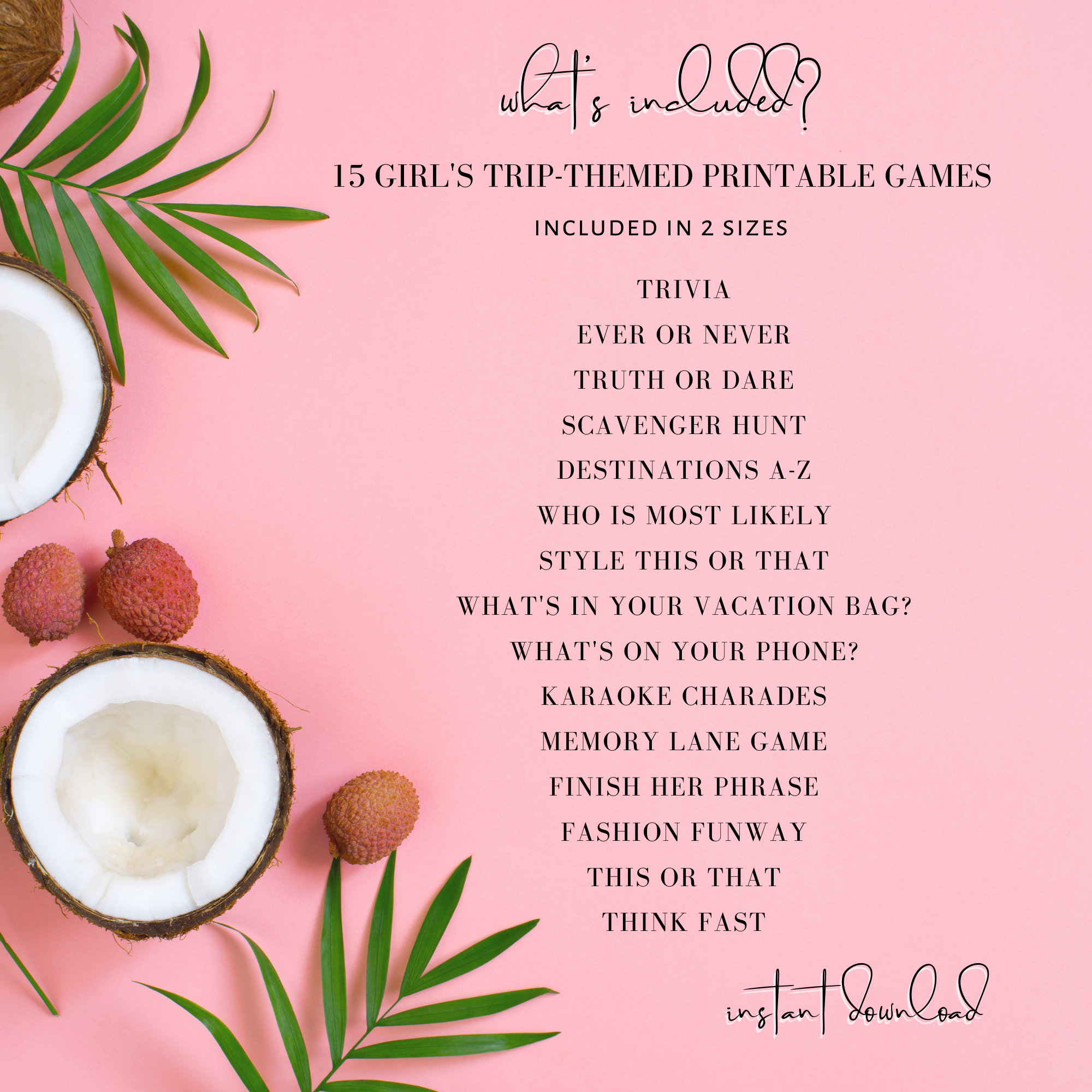 Girls Trip Games Bundle: 15 Printable Vacation Activities (digital ...