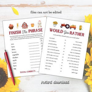 Farm Birthday Games for Kids Printable, Farm Birthday Games, Farm ...