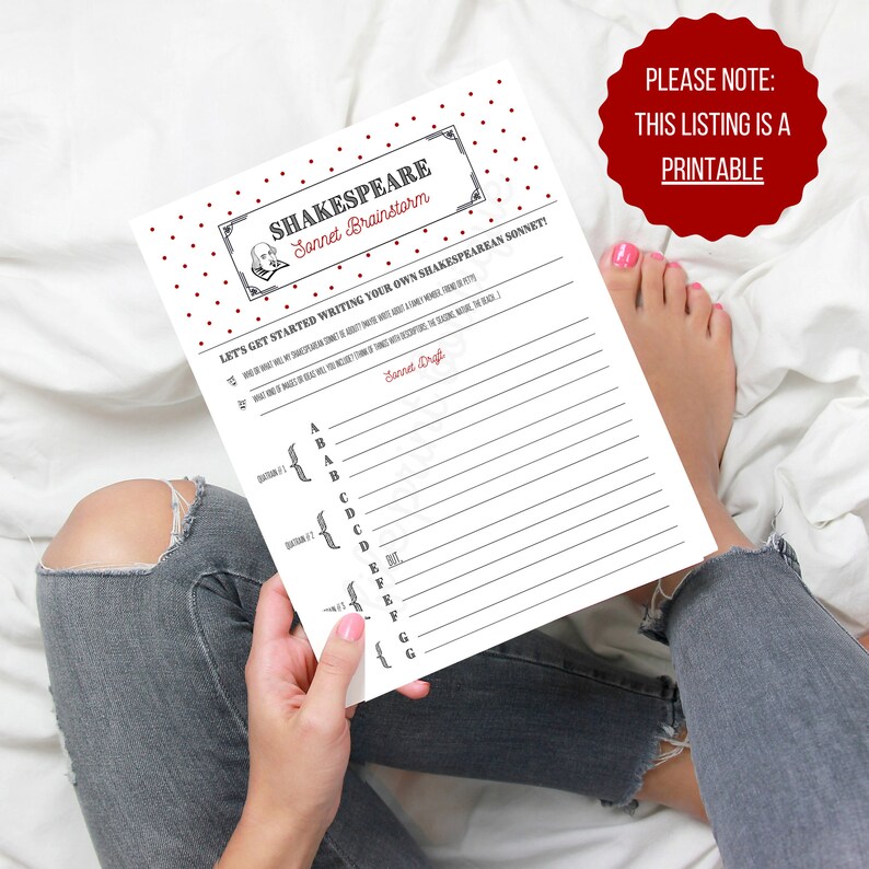 Shakespeare Printable Sonnet Activity, Shakespeare Write-your-own ...