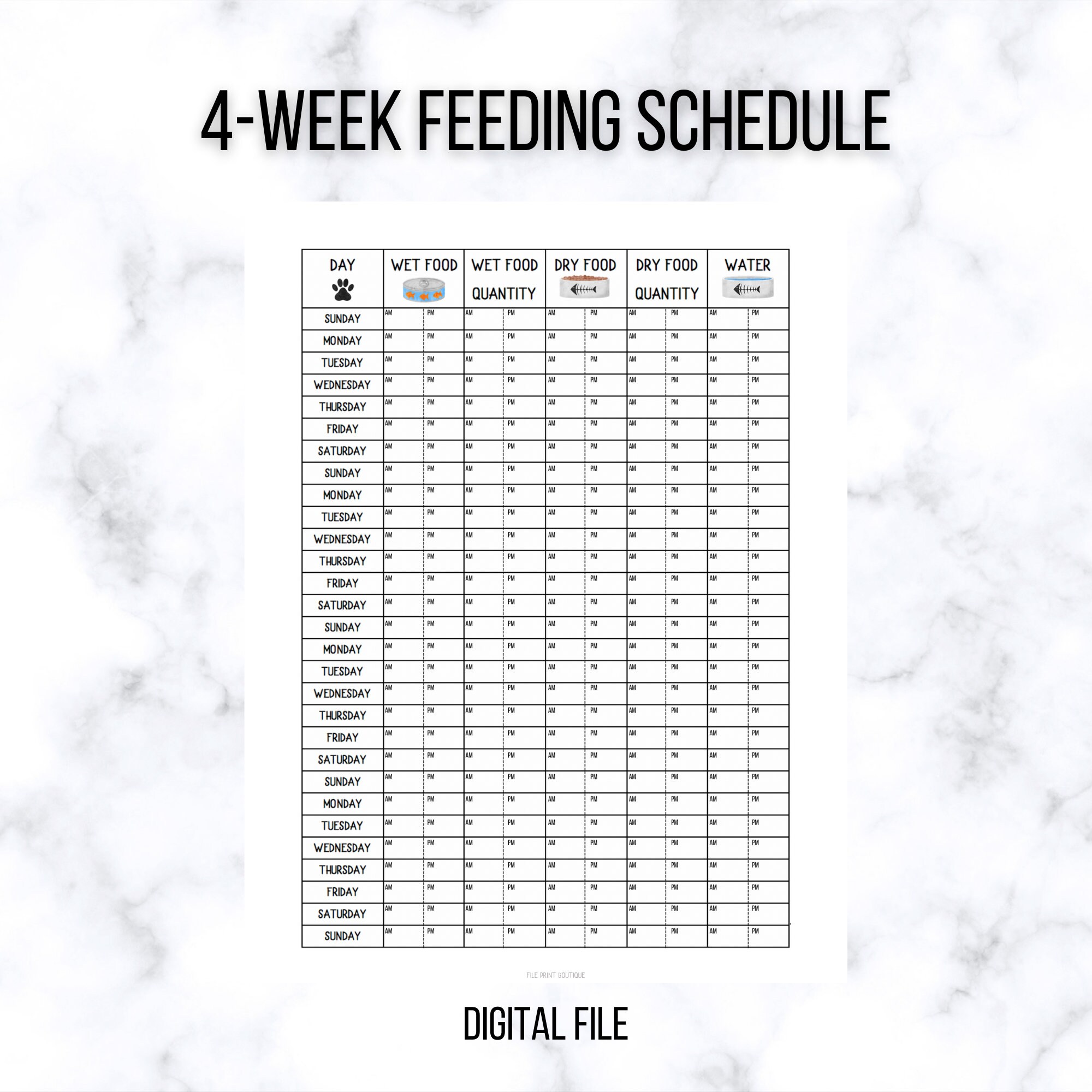 Cat Feeding Schedule Template Cat Feeding Schedule Template