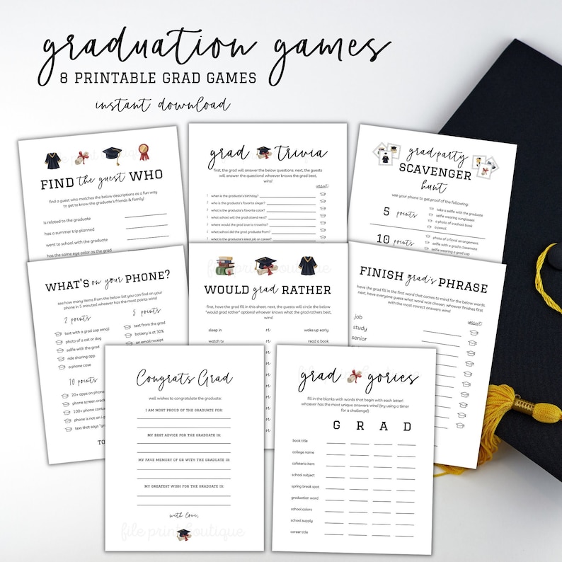 Graduation Party Game Bundle, Graduation Sign, Graduation Party ...