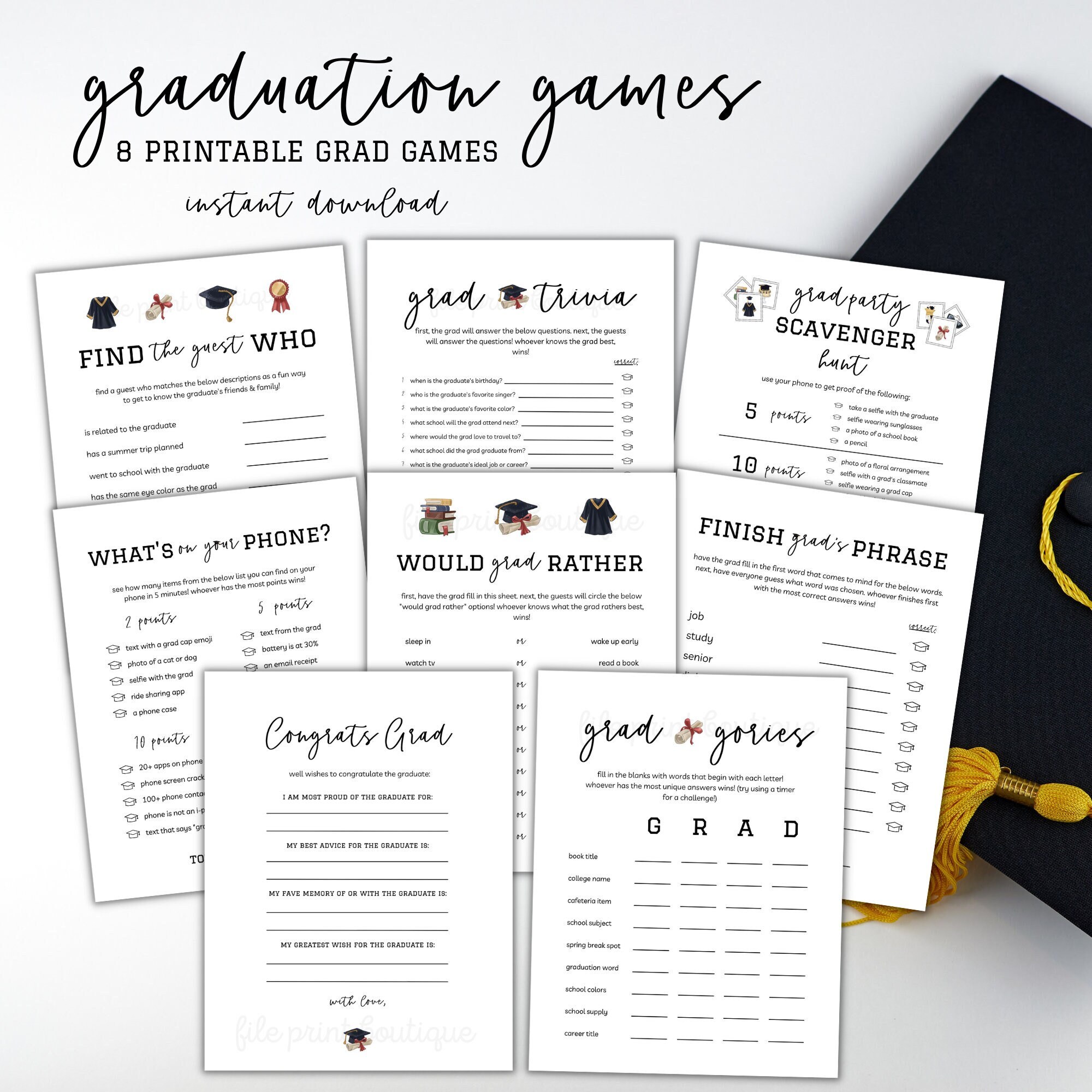 Graduation Party Game Bundle, Graduation Sign, Graduation Party ...