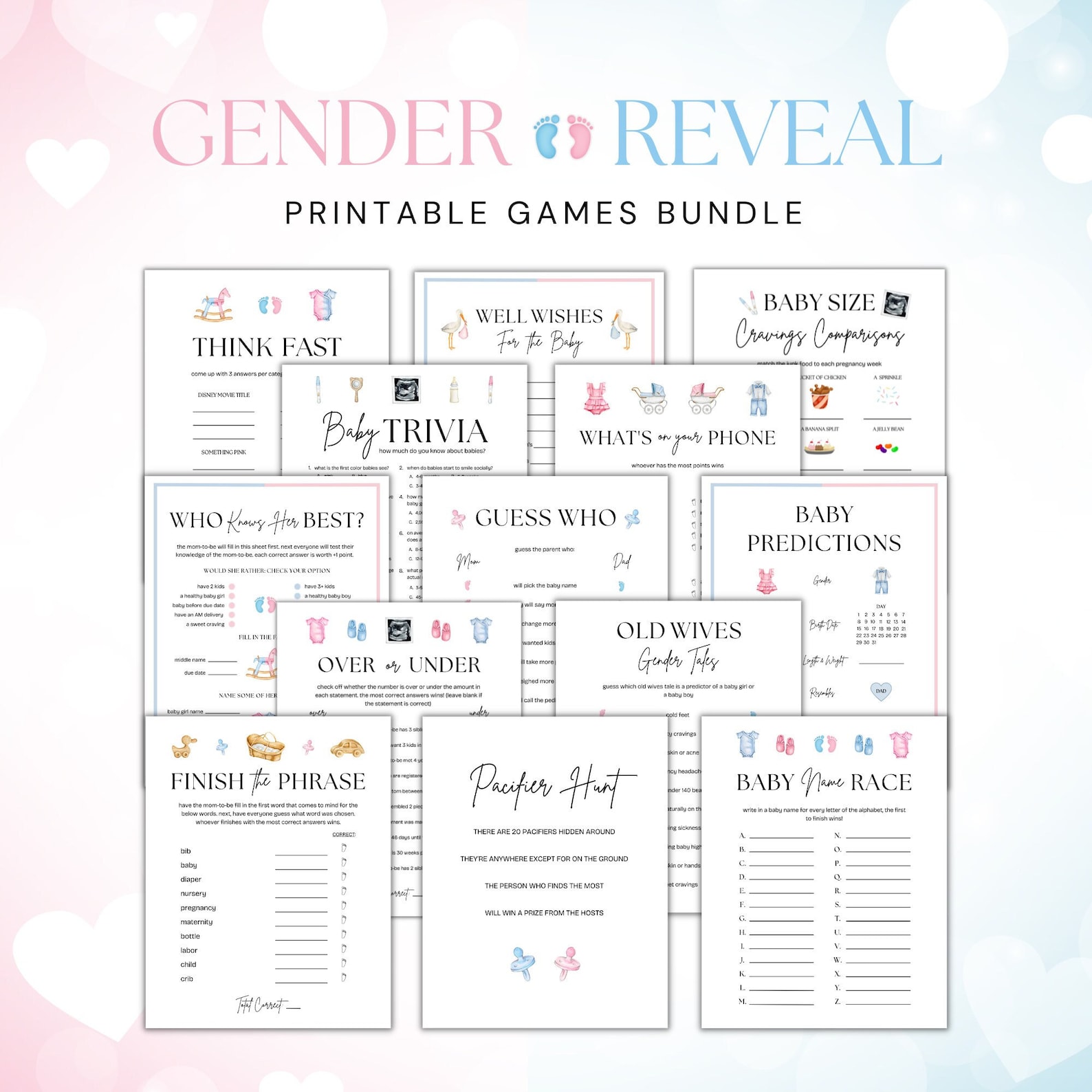Gender Reveal Party Games, Printable Gender Reveal Activities, Gender Reveal Party, Gender ...