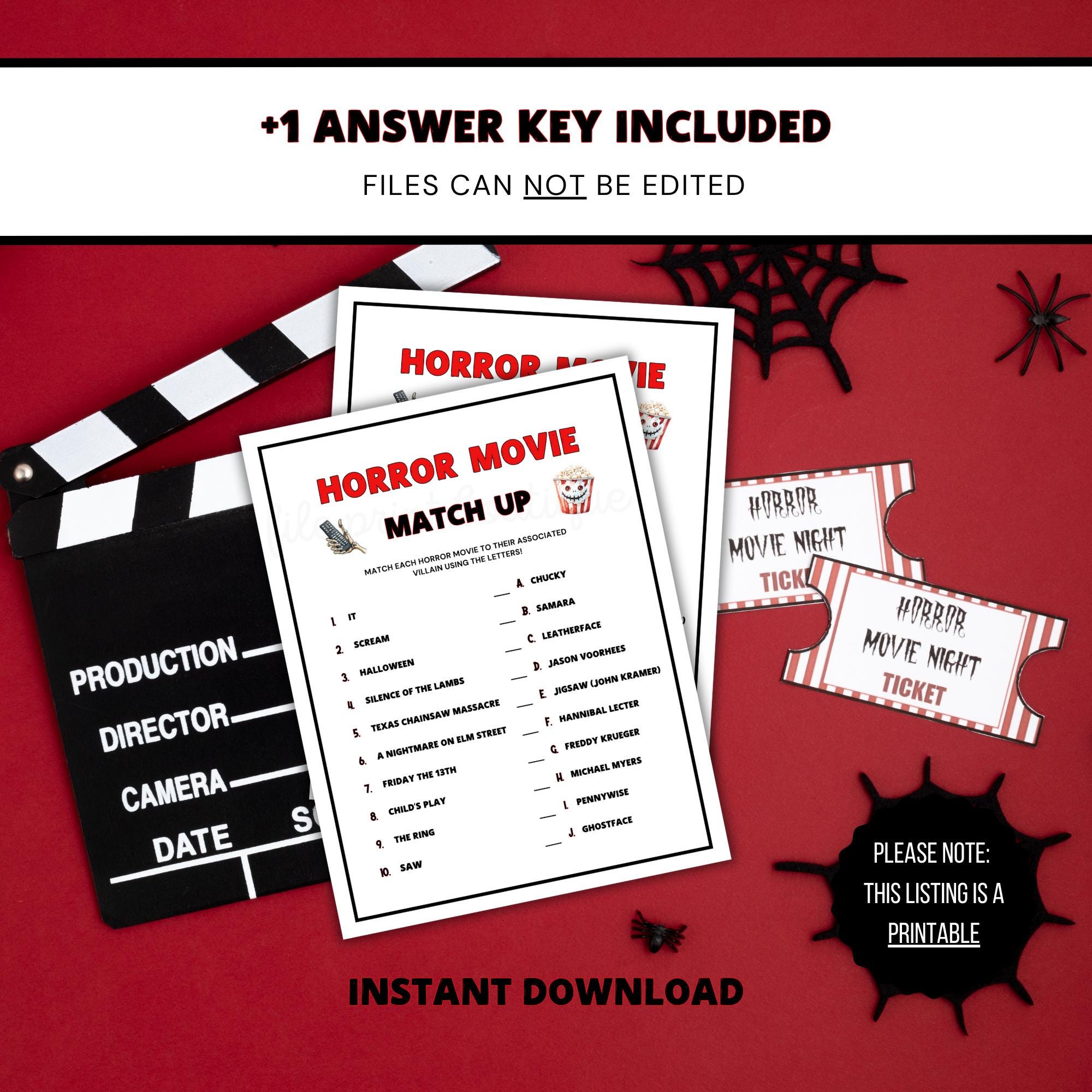 Horror Movie Party Games: Printable Halloween Activities (digital ...