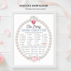 Tea Party Name Creator Game: Printable Activity (PDF) - Etsy