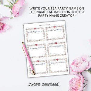 Tea Party Name Creator Game: Printable Activity (PDF) - Etsy