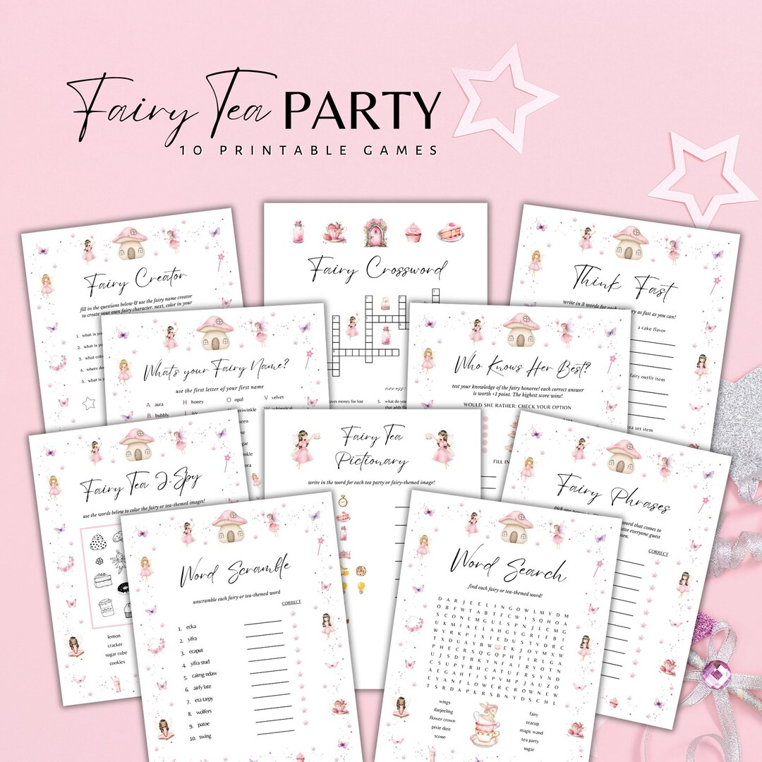 Fairy Tea Party Games Printable, Fairy Tea Party Birthday, Fairy Tea ...