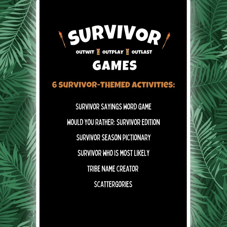 Survivor Party Games Bundle: Printable Activities (digital Download) - Etsy