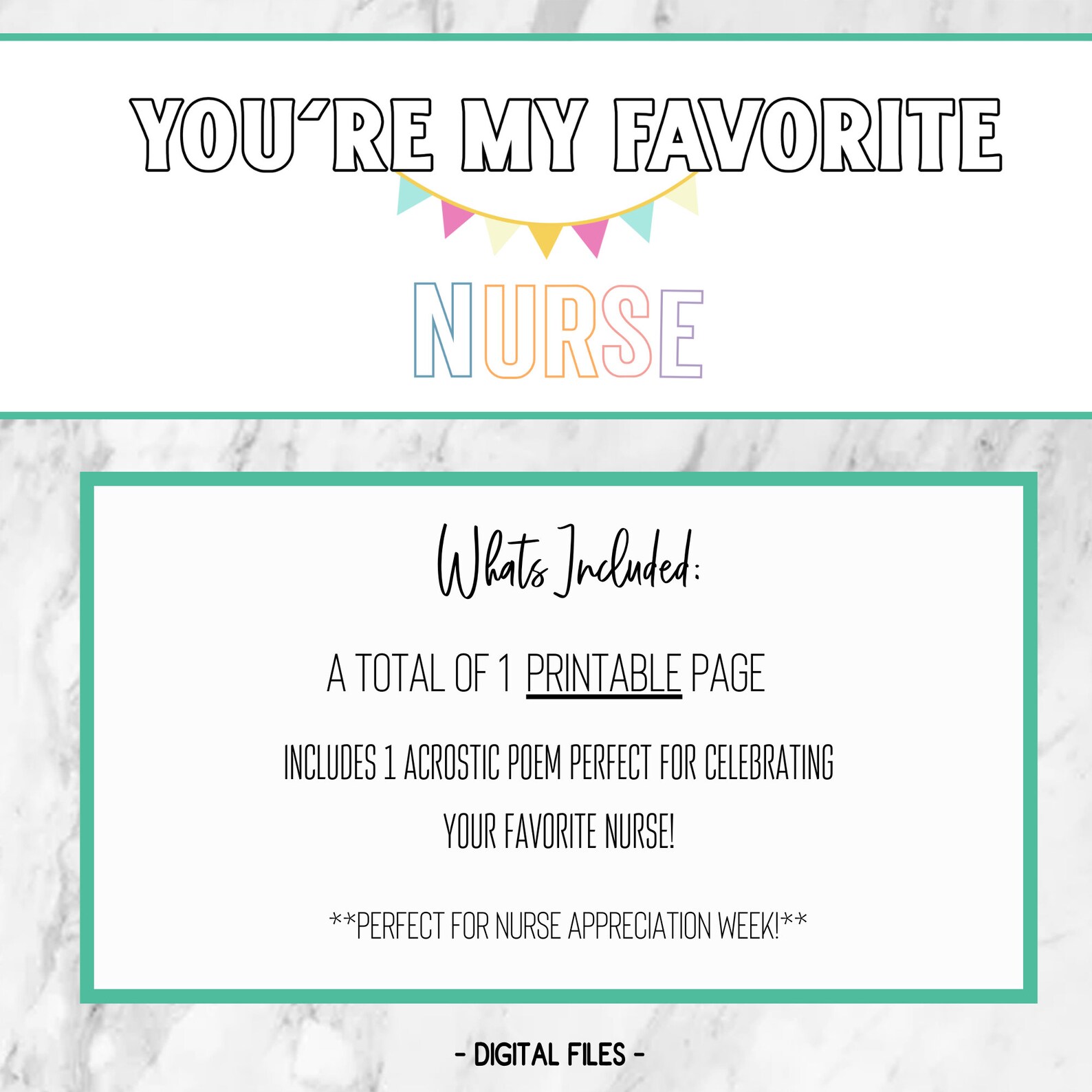 Nurse Appreciation Week Printable, Acrostic Poem, Nurses Week, Digital ...