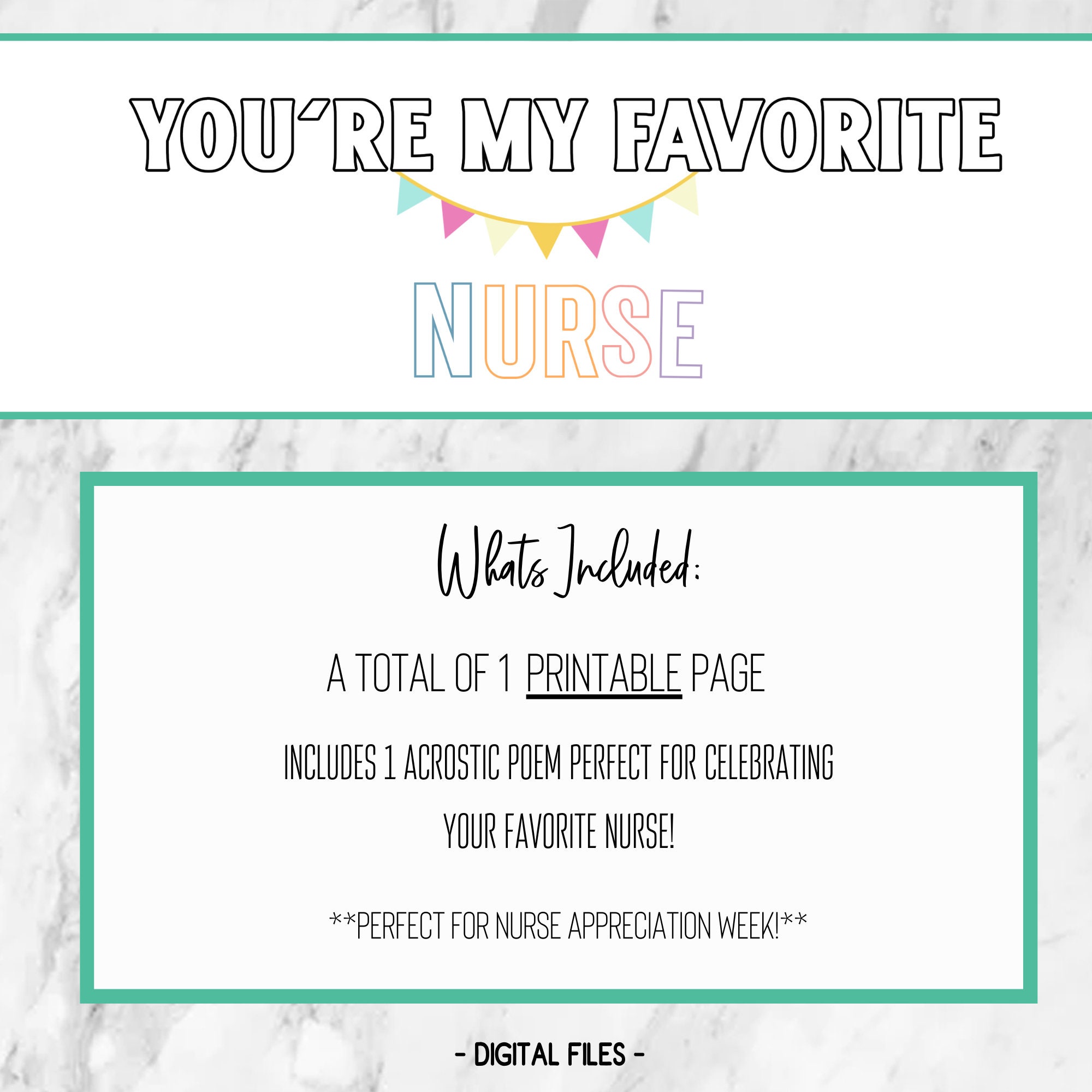 Nurse Appreciation Week Printable, Acrostic Poem, Nurses Week, Digital ...