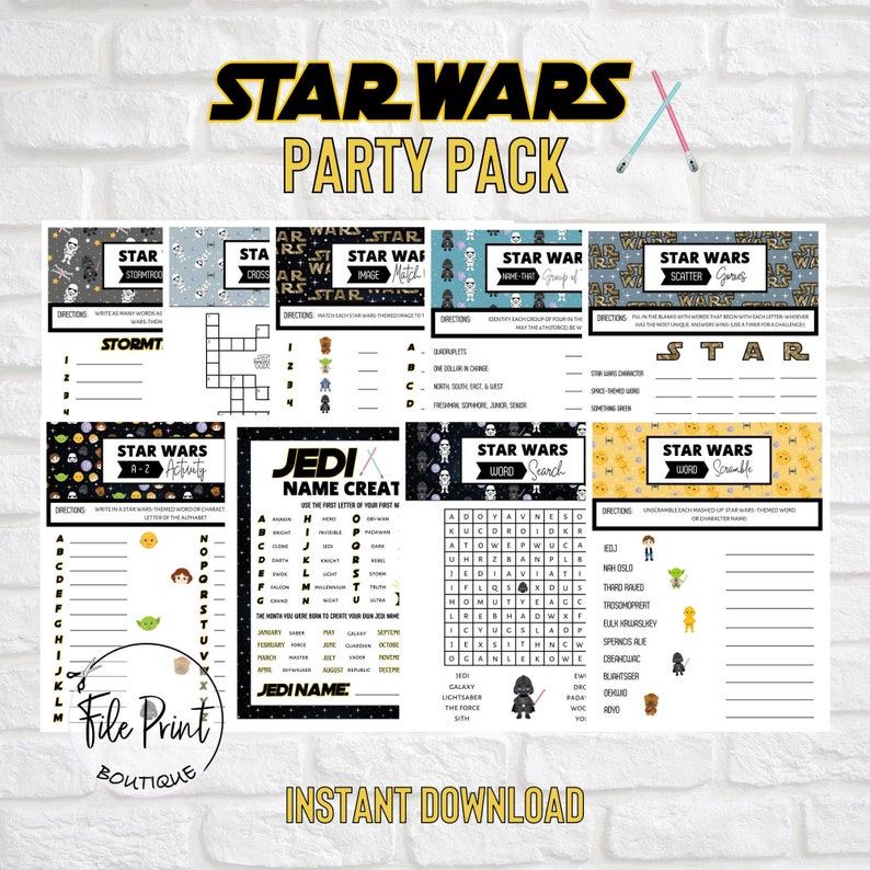 Star Wars Party Games: Printable Activities Bundle (digital Download ...