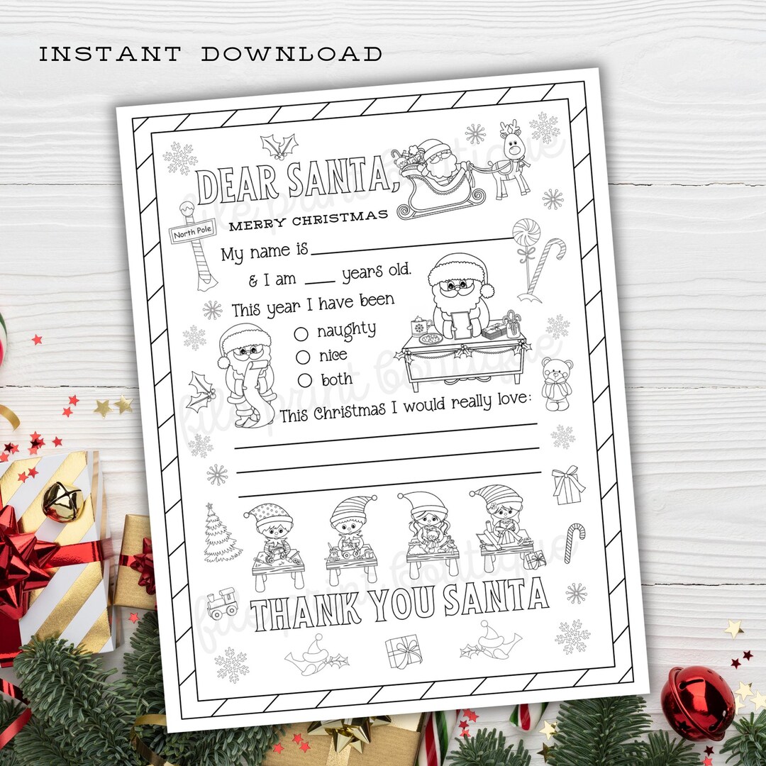 Santa Letter Printable, Kid's Santa Letter, Santa Cookie Letter, Letter ...