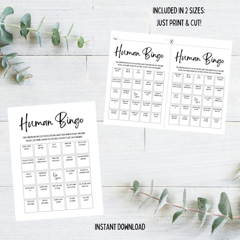 Human Bingo Cards Printable Human Bingo Icebreaker - Etsy UK