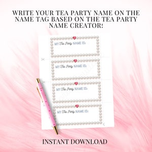 Tea Party Name Creator Printable, Printable Tea Party Game, Tea Party ...