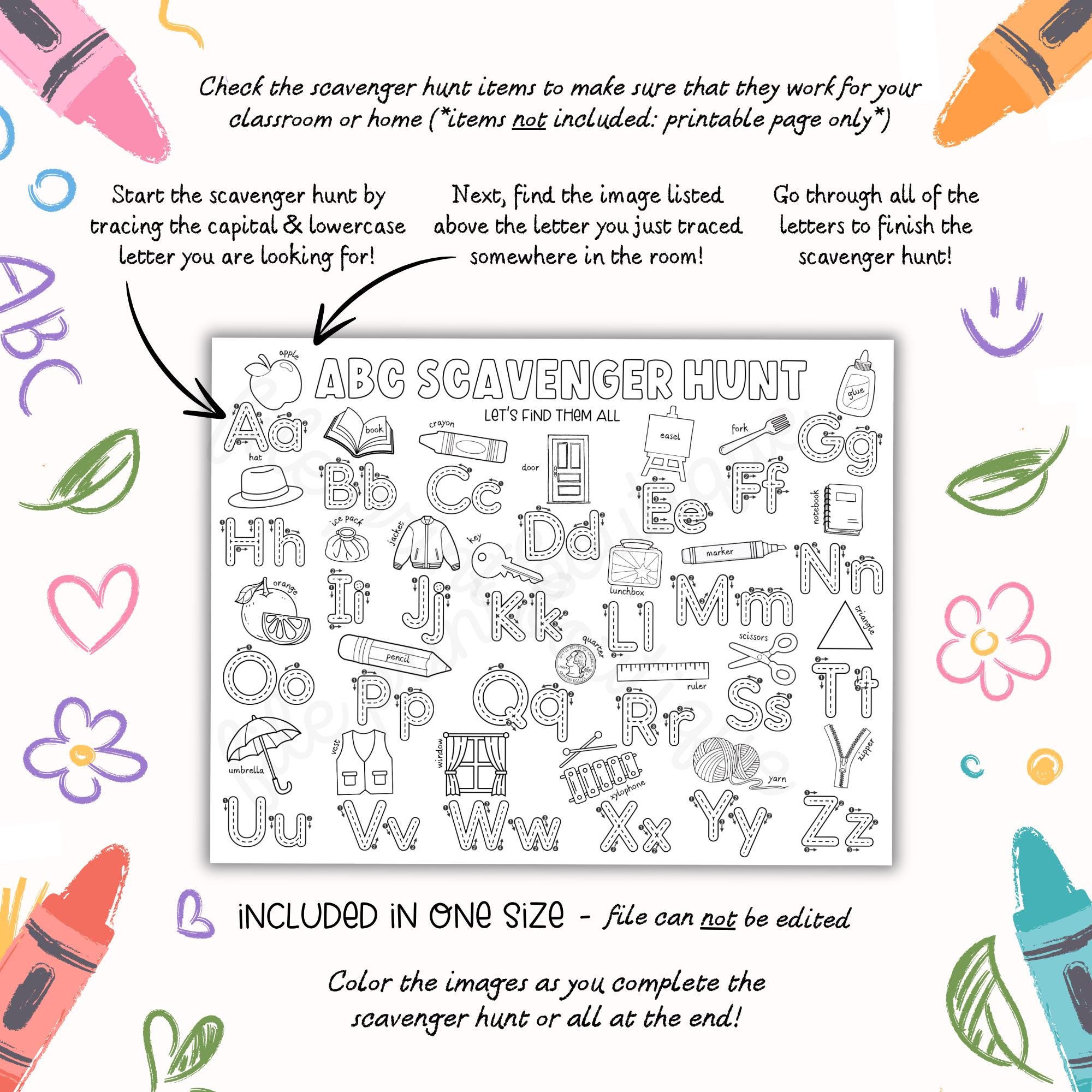 Alphabet Scavenger Hunt Printable: Preschool A-Z Activity (PDF Download ...