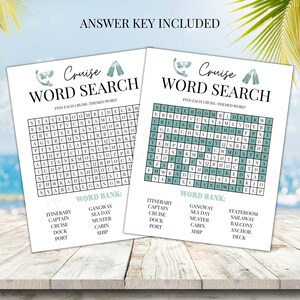 Cruise Word Search Printable, Printable Cruise Game, Cruise Word Search ...