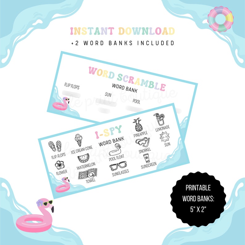 Pool Party Games: Printable Kids Activity Bundle (digital Download) - Etsy