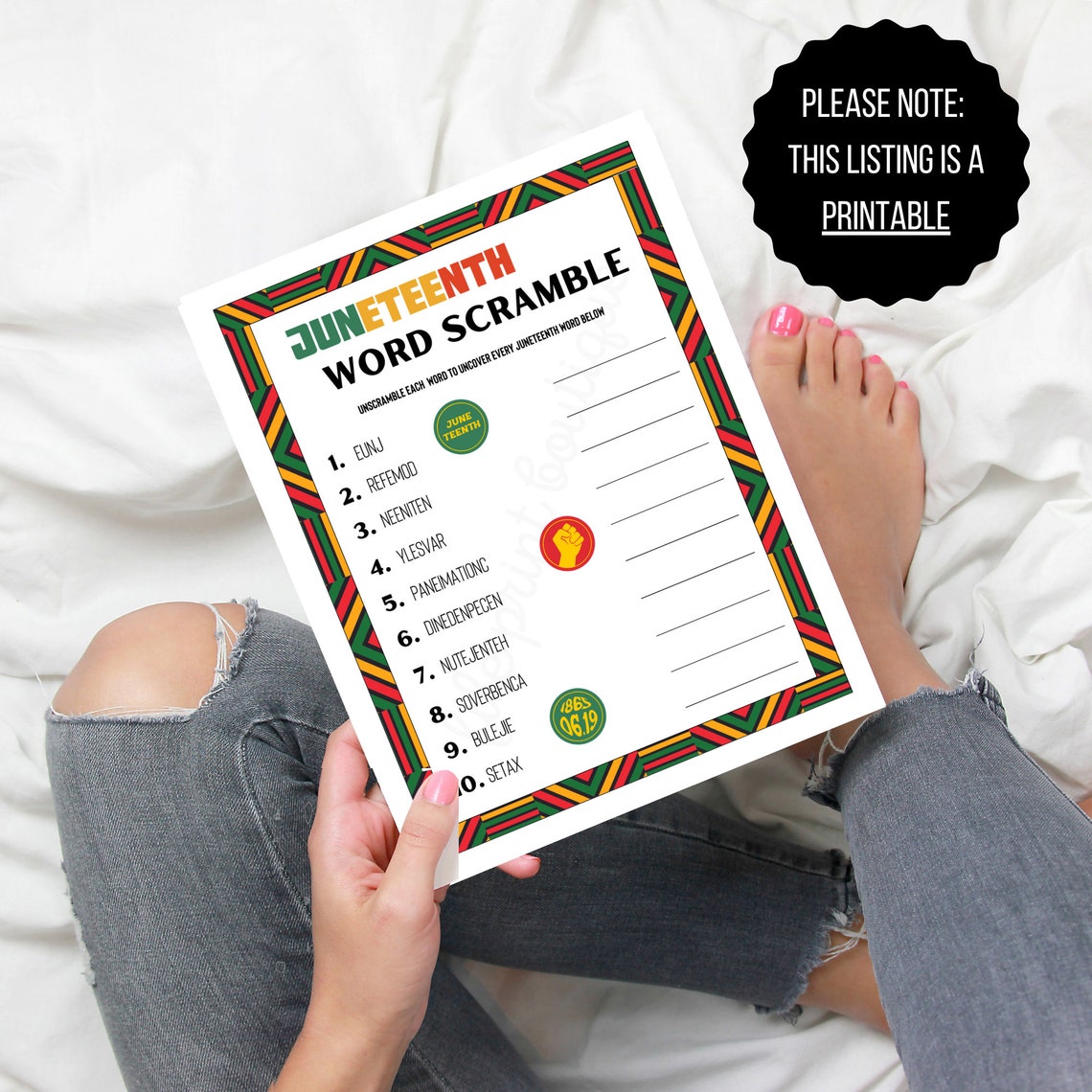 Juneteenth Word Scramble: Kid's Printable Activity (digital Download ...