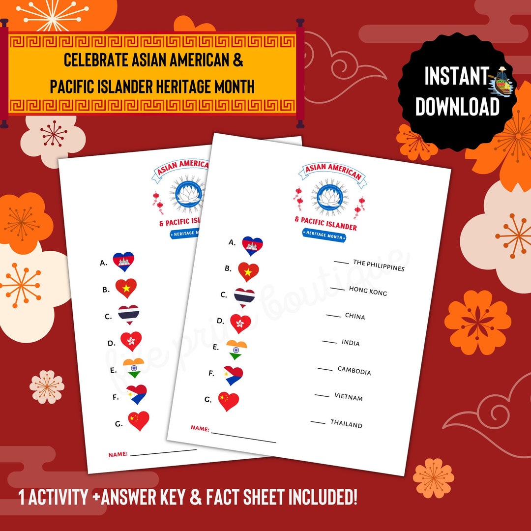 AAPI Heritage Month Printable Flag Match-up, AAPI Printable, AAPI ...