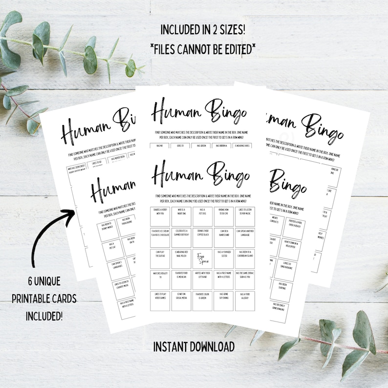 Human Bingo Cards Printable Human Bingo Icebreaker - Etsy Canada
