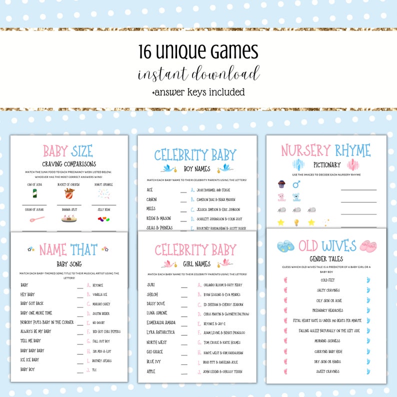 Gender Reveal Party Games Printable Gender Reveal Activities - Etsy Canada